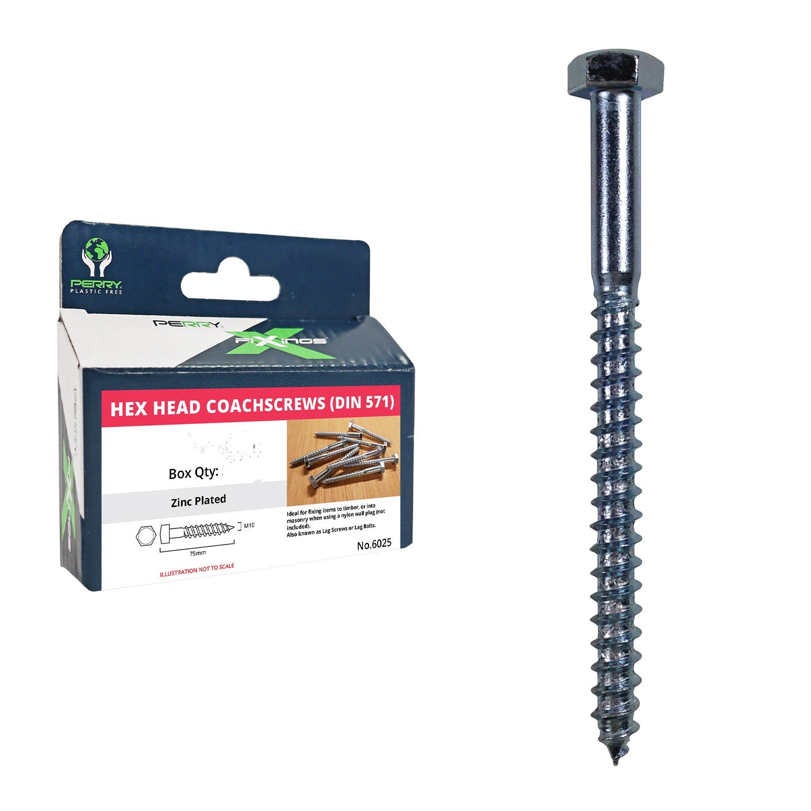 Coach Screw, Hex Head M8x40 - Pack of 10 — Dalton Supplies