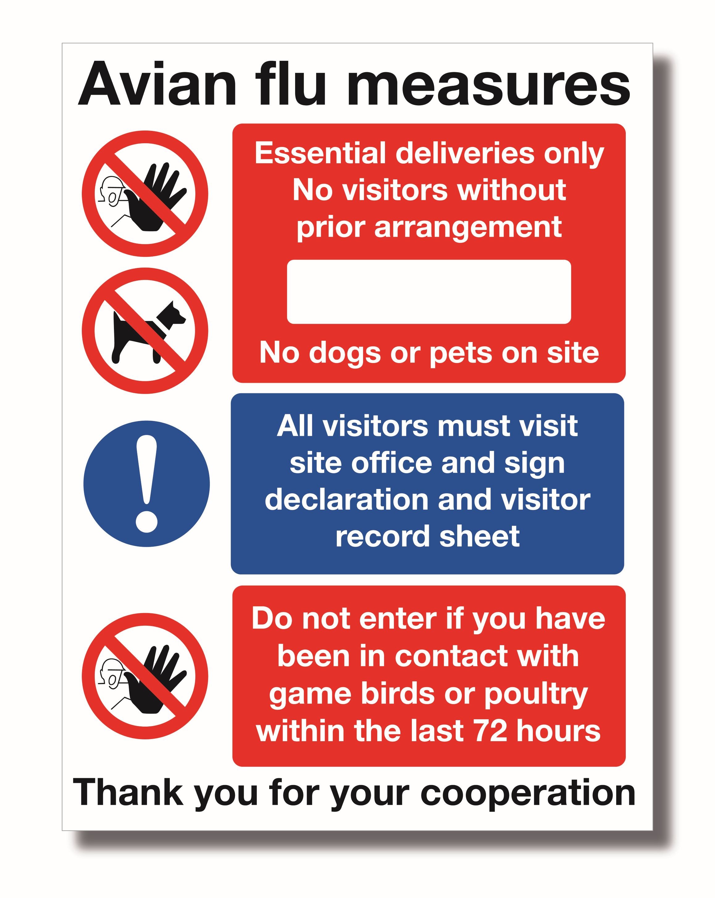 Avian Flu Warning Sign, 480mm x 360mm — Dalton Supplies