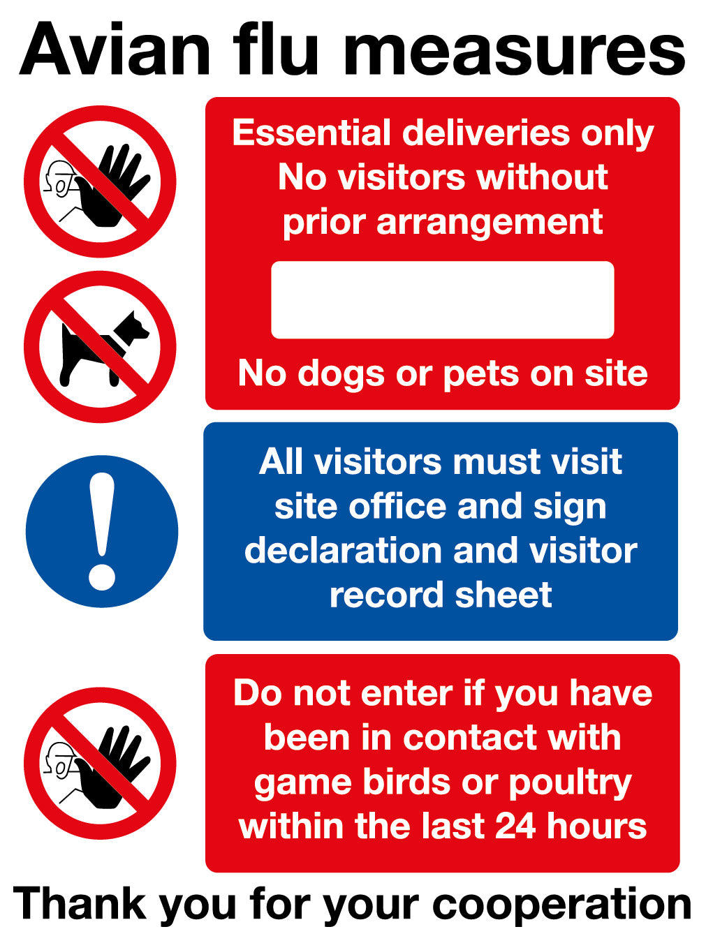 Avian Flu Warning Sign, 480mm x 360mm — Dalton Engineering